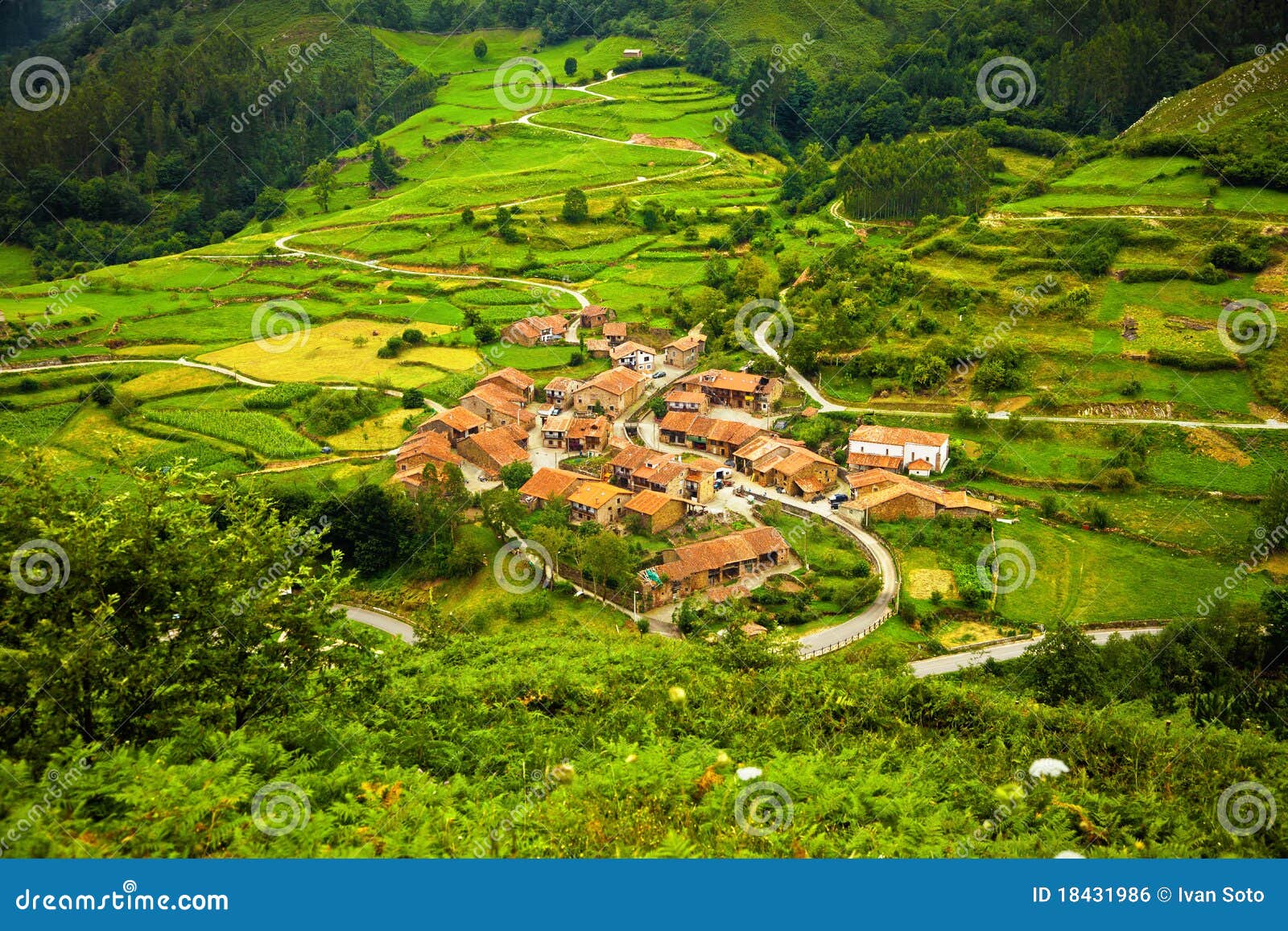 Typical Town in Saja Valley Stock Photo - Image of trational, pasture ...