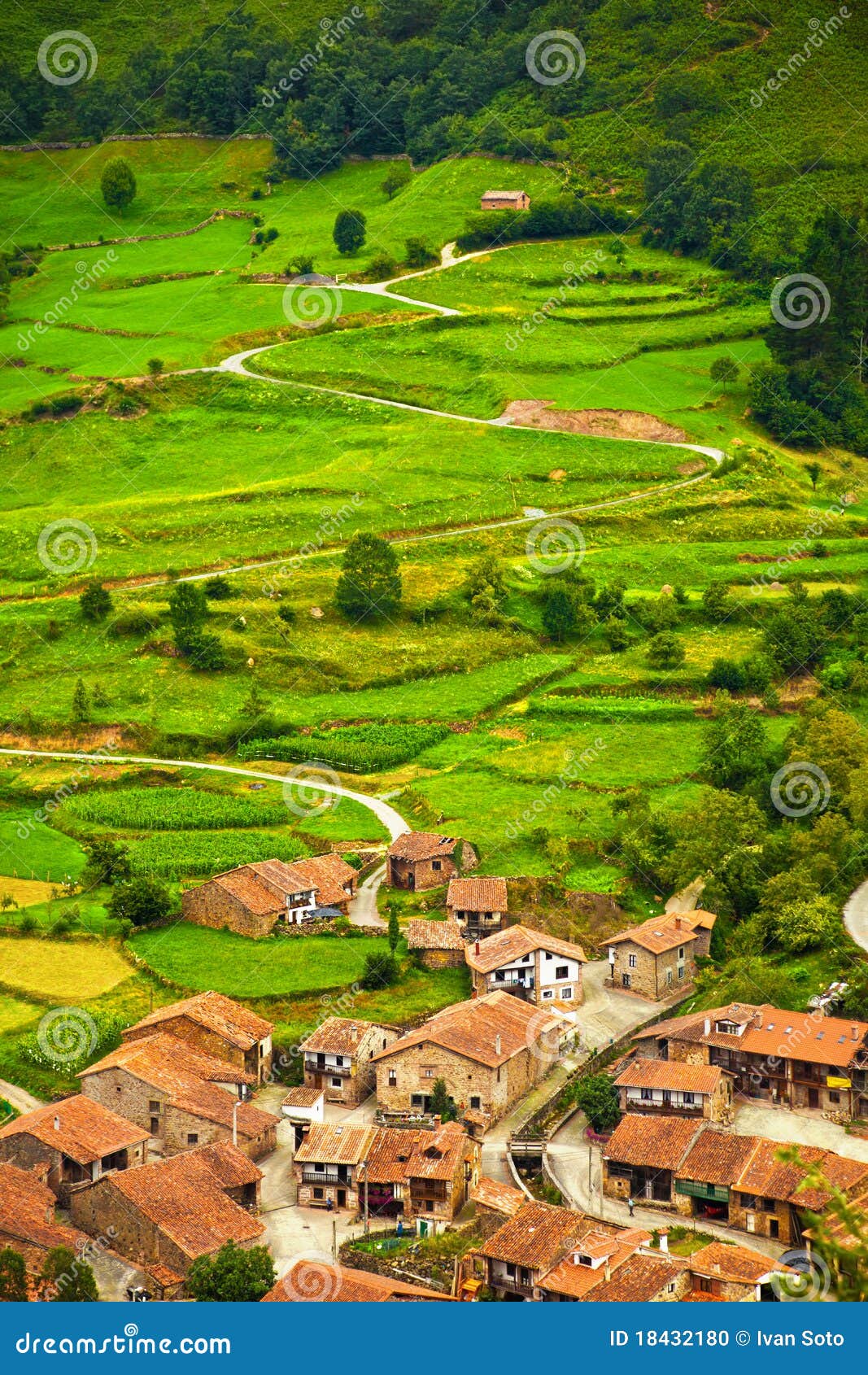Typical Town in Saja Valley Stock Photo - Image of grass, traditional ...