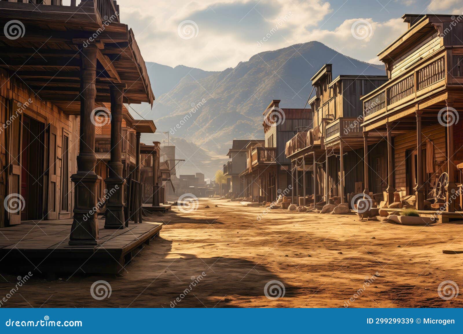 Typical Town in the Wild West Frontier, with Rustic Buildings and a ...