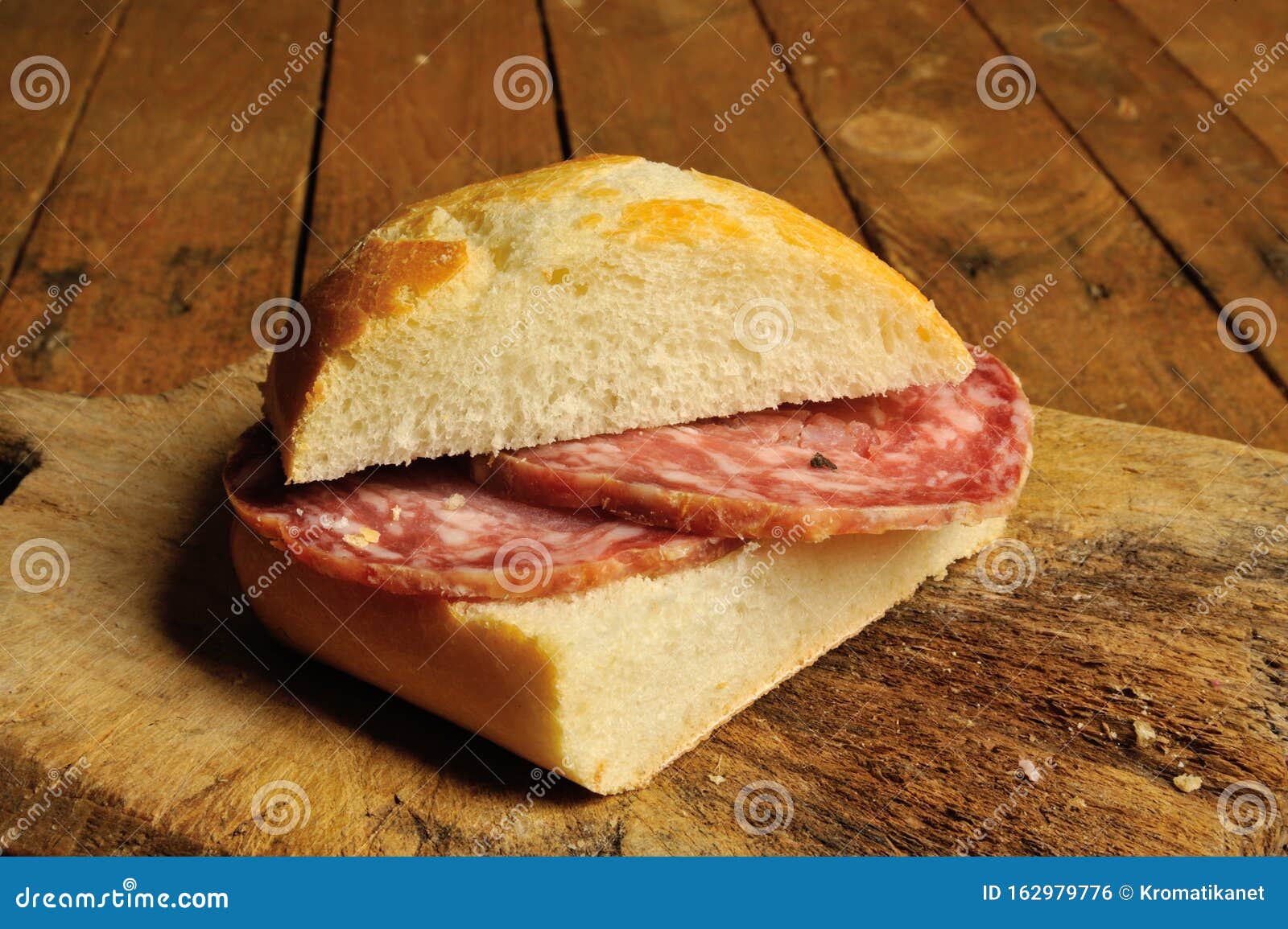 Traditional Italian Salami and Sandwich Stock Photo - Image of panini ...