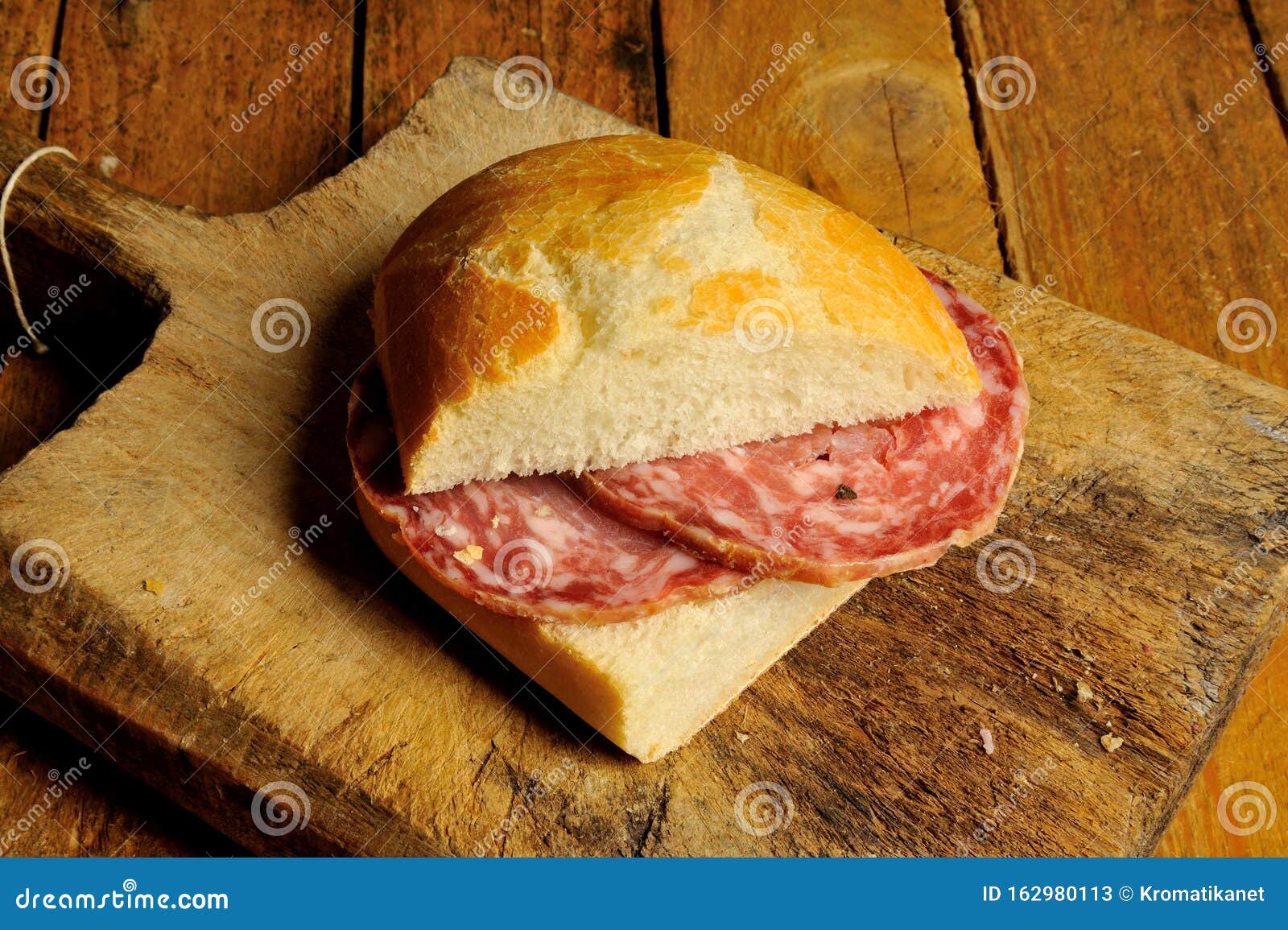 Traditional Italian Salami and Sandwich Stock Image - Image of fresh ...
