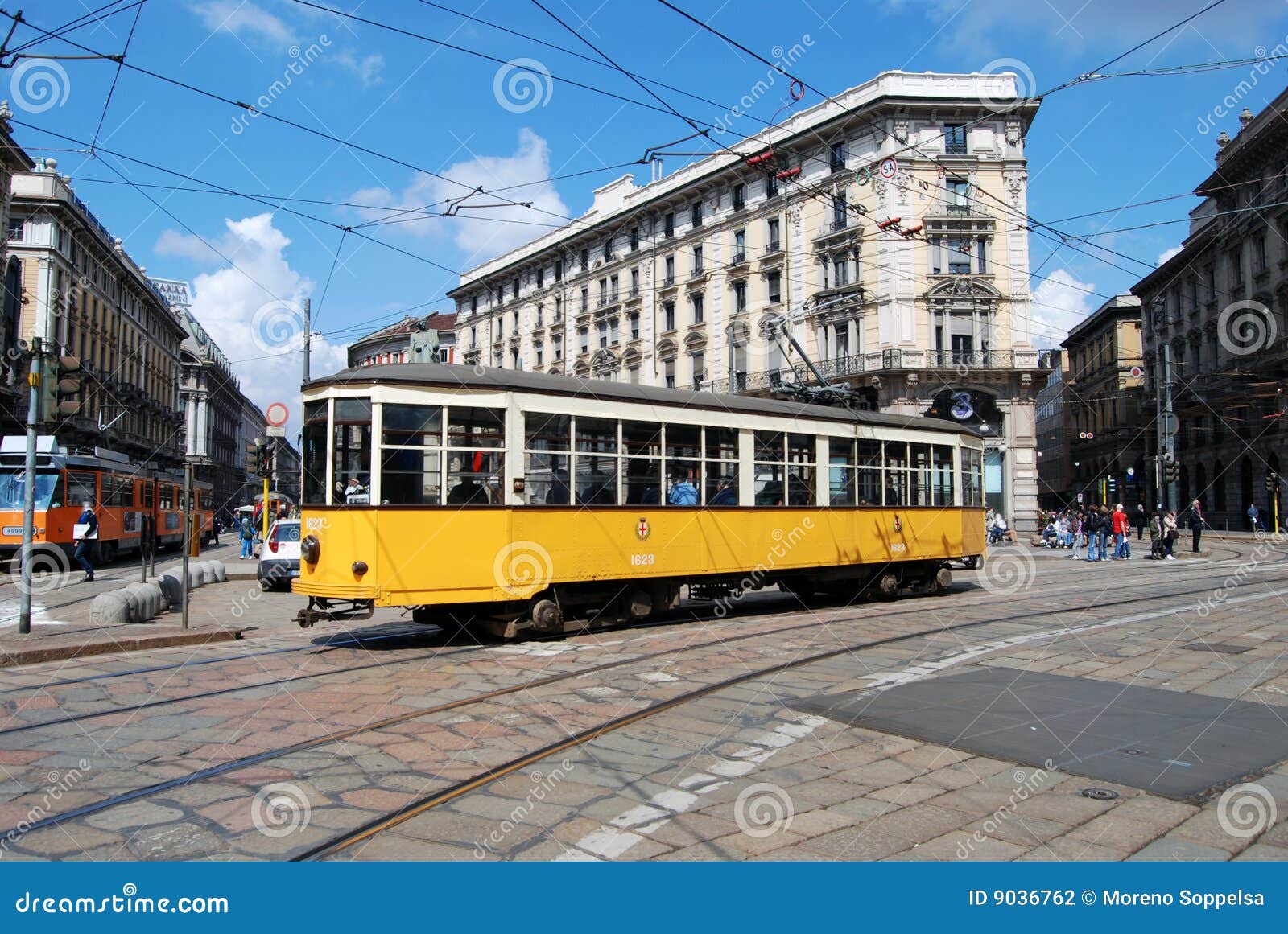 Typical Tram (tramcar, Trolley) in Milan Square Stock Photo - Image of ...
