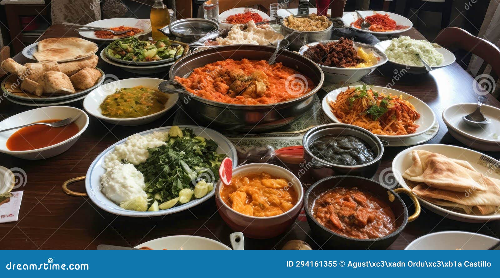 Typical Turkish Food. Meze or Various Appetizers. Stock Illustration ...