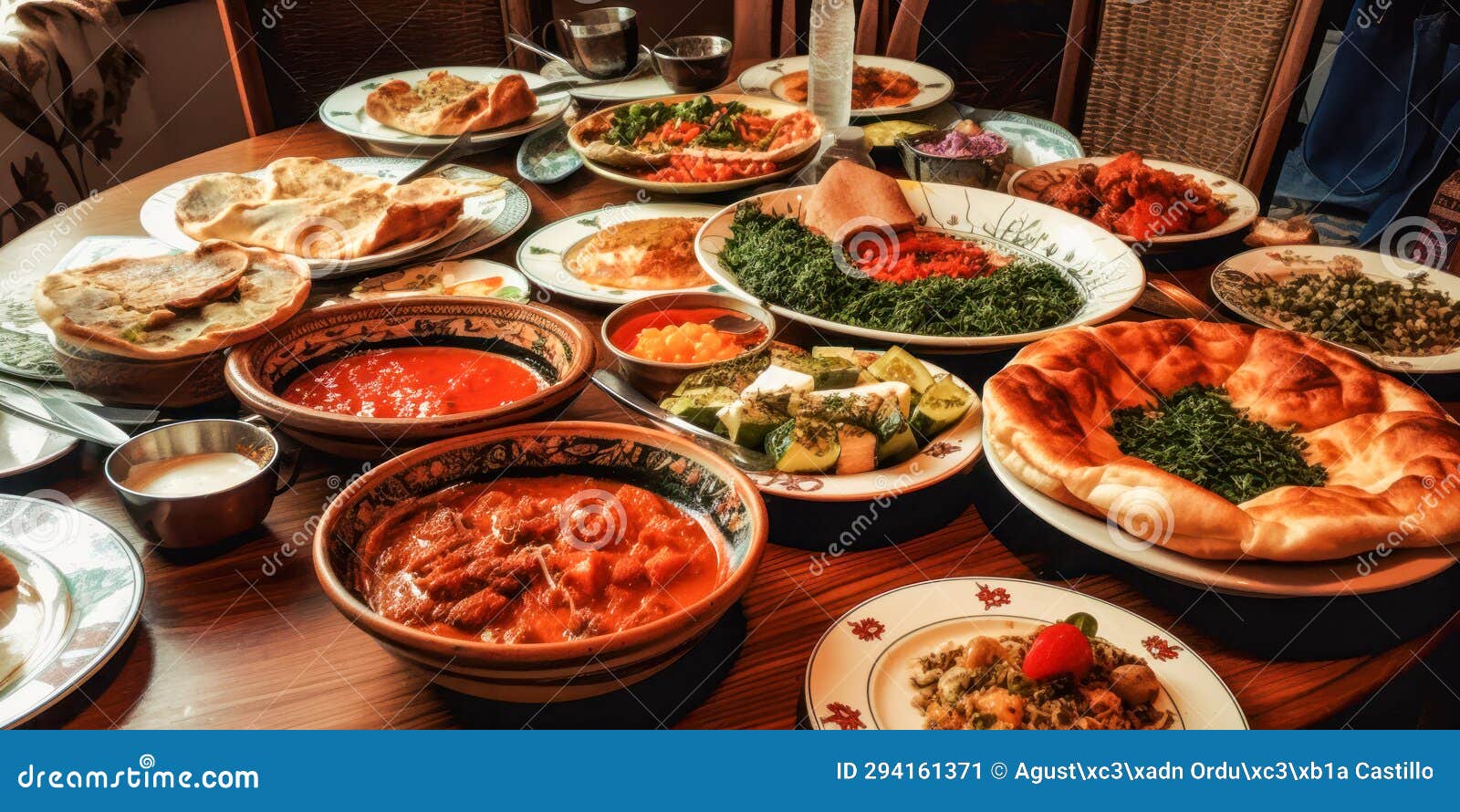 Typical Turkish Food. Meze or Various Appetizers. Stock Illustration ...