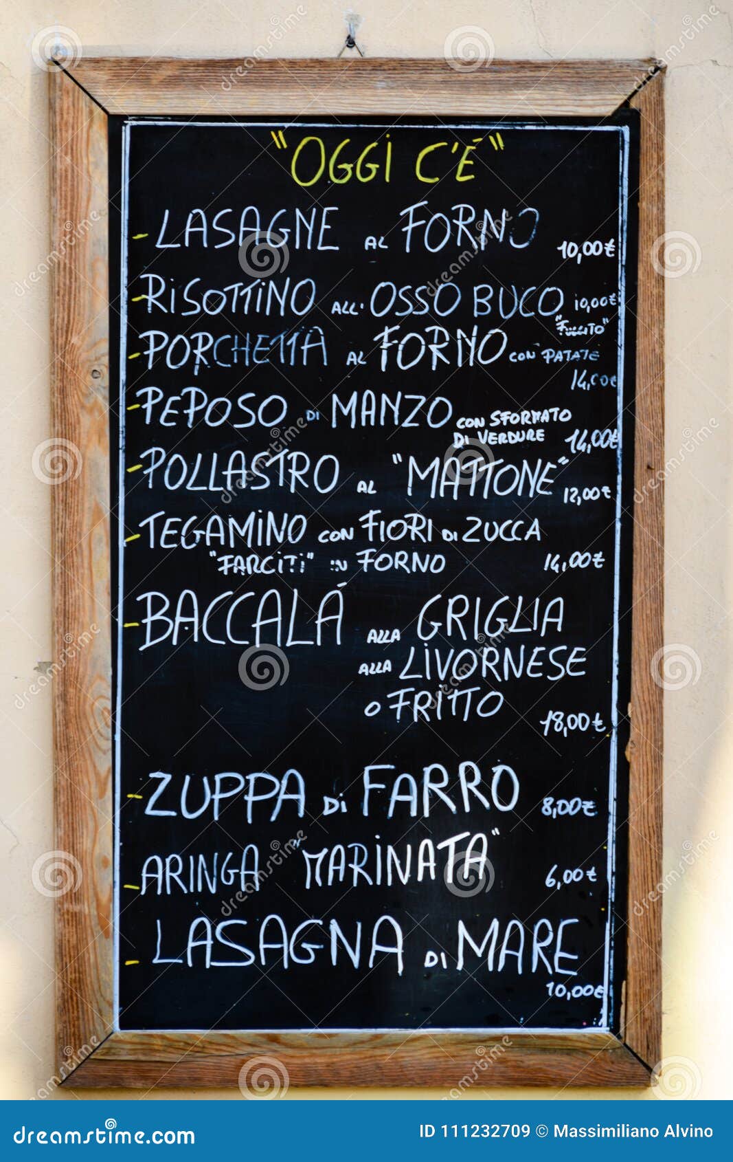 Typical Menu of a Tuscan Trattoria Stock Image - Image of board, soup ...