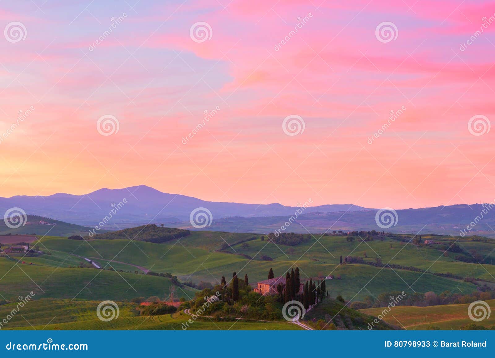 Typical Tuscany Landscape Springtime at Sunset Stock Image - Image of ...