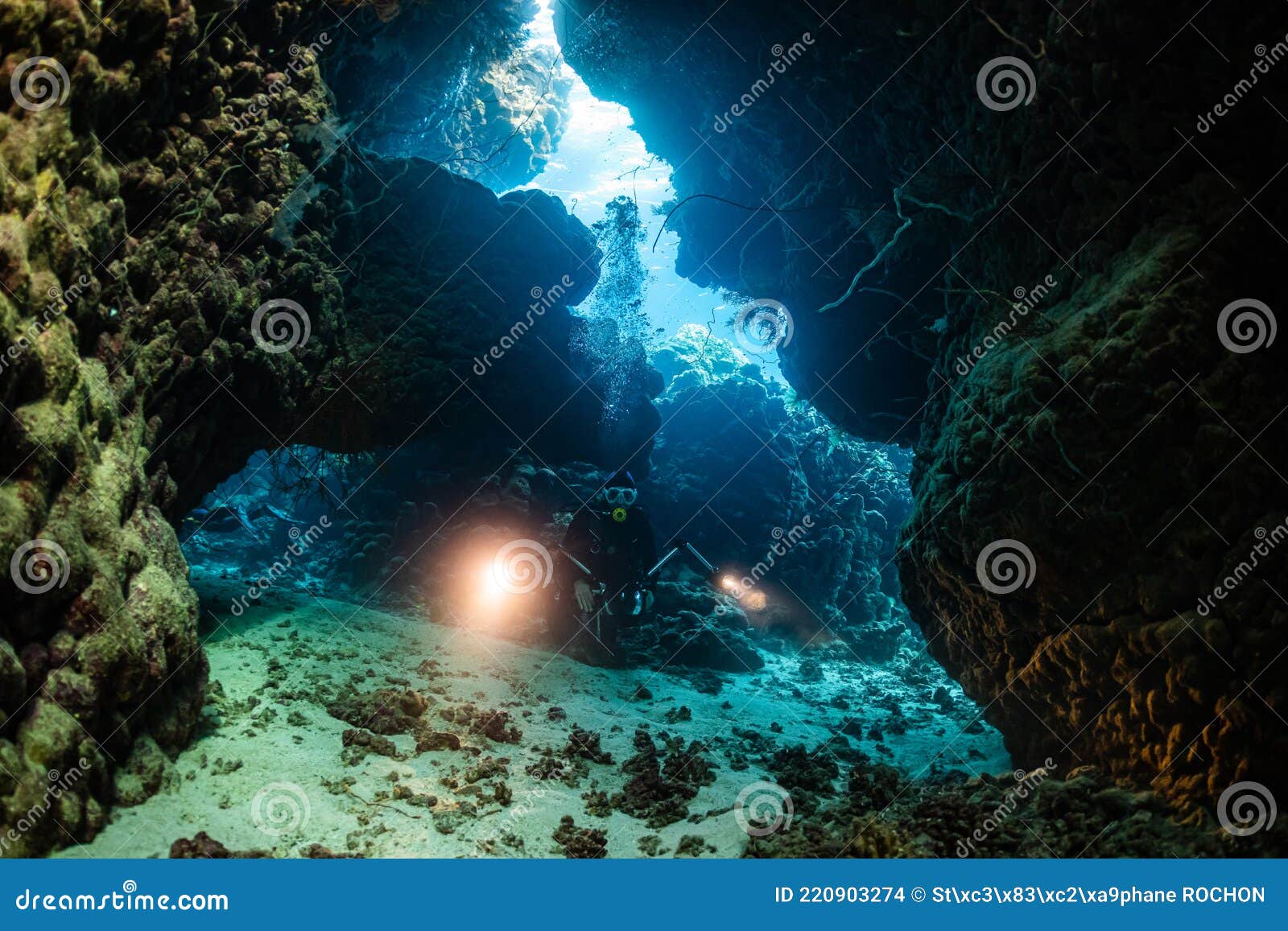 Typical Underwater Cave in a Red Sea Reef Stock Photo - Image of ...