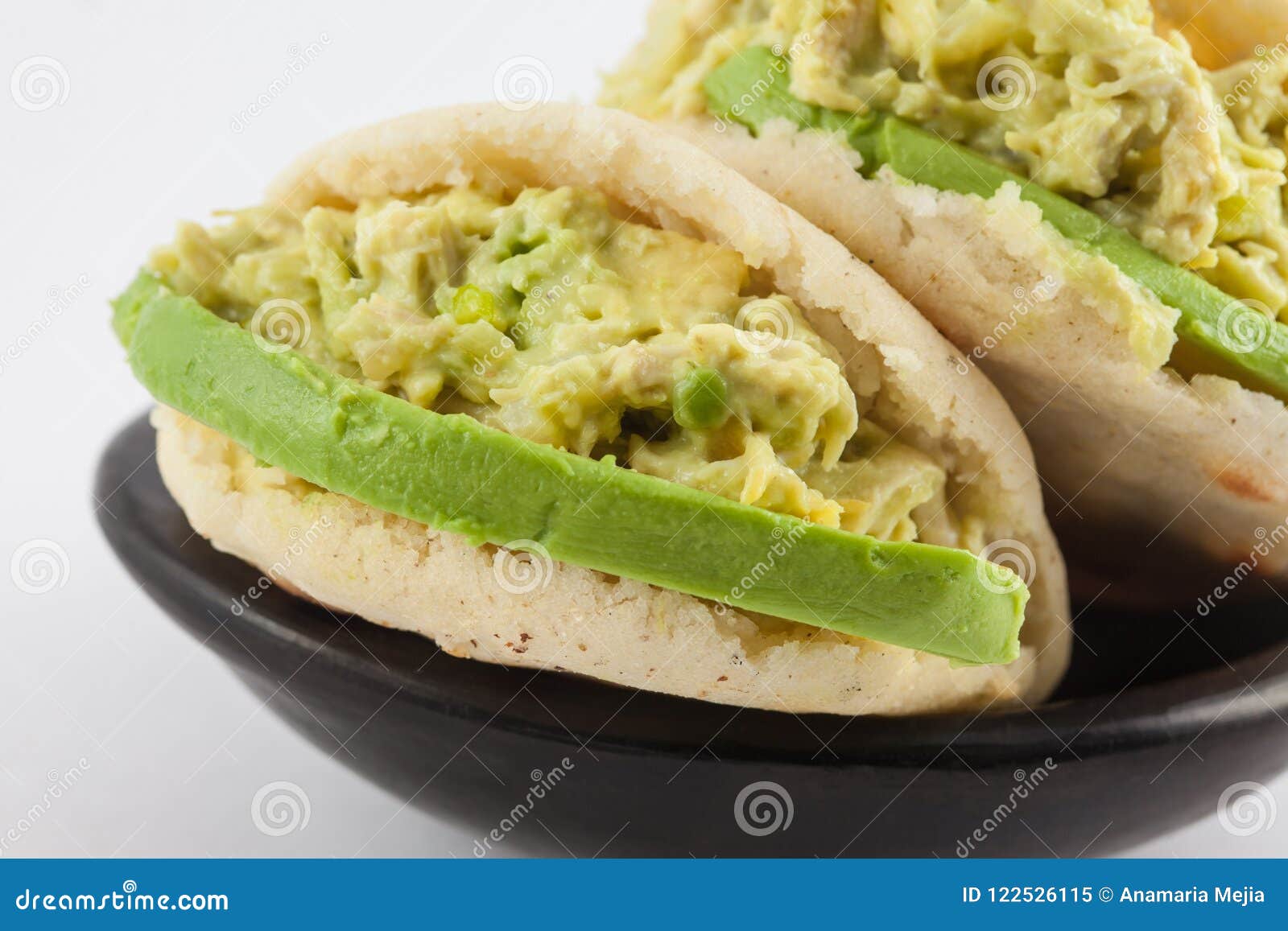Arepa Queen Pepiada Space With Mayonnaise, Pulled Chicken And Grated ...