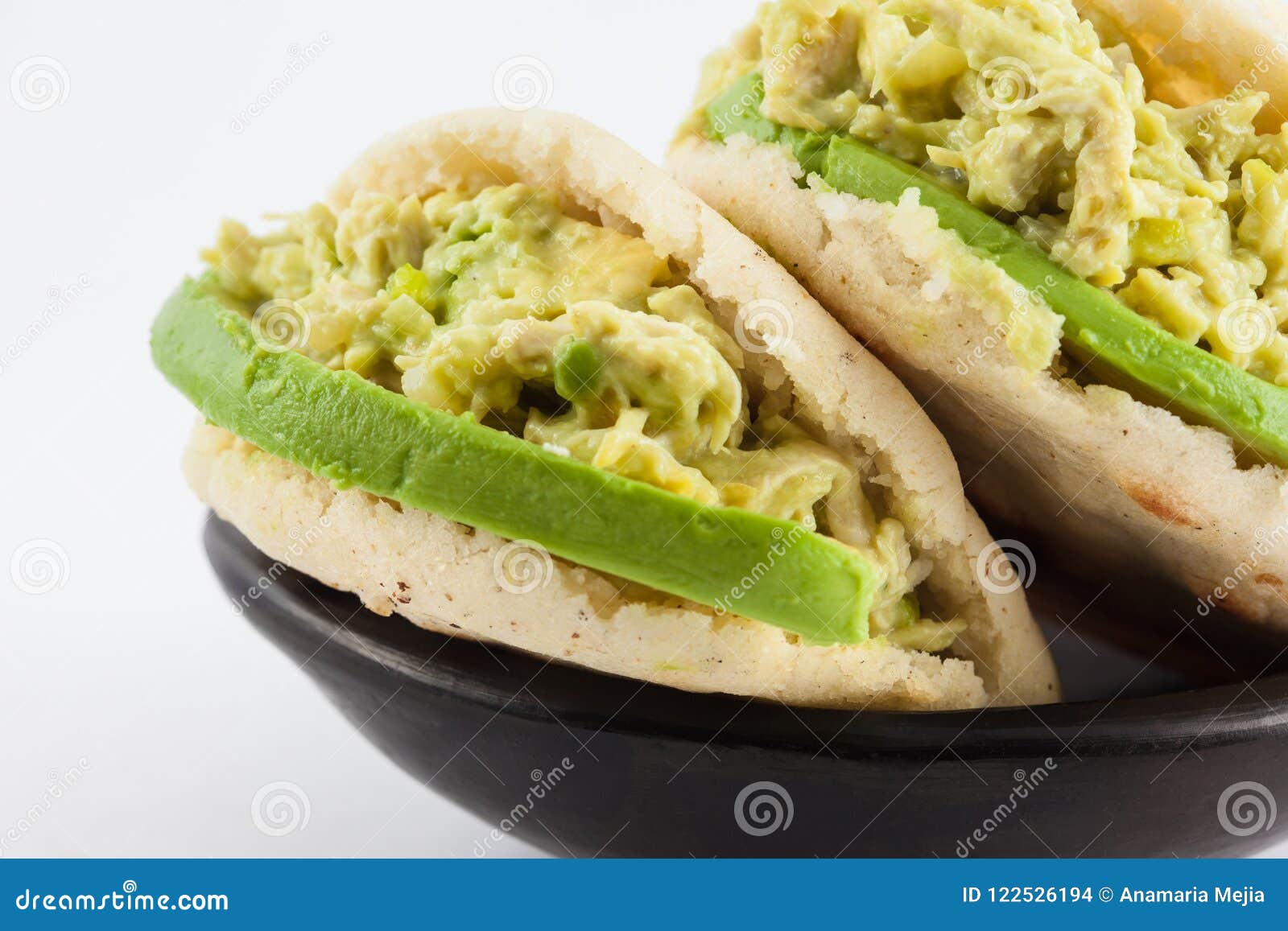 Arepa Queen Pepiada Space With Mayonnaise, Pulled Chicken And Grated ...