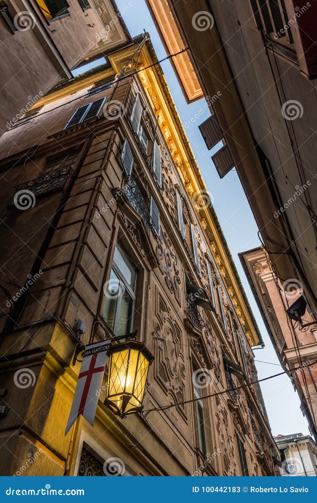 Typical View of a Dark Alley in the Downtown of Genoa Stock Image ...