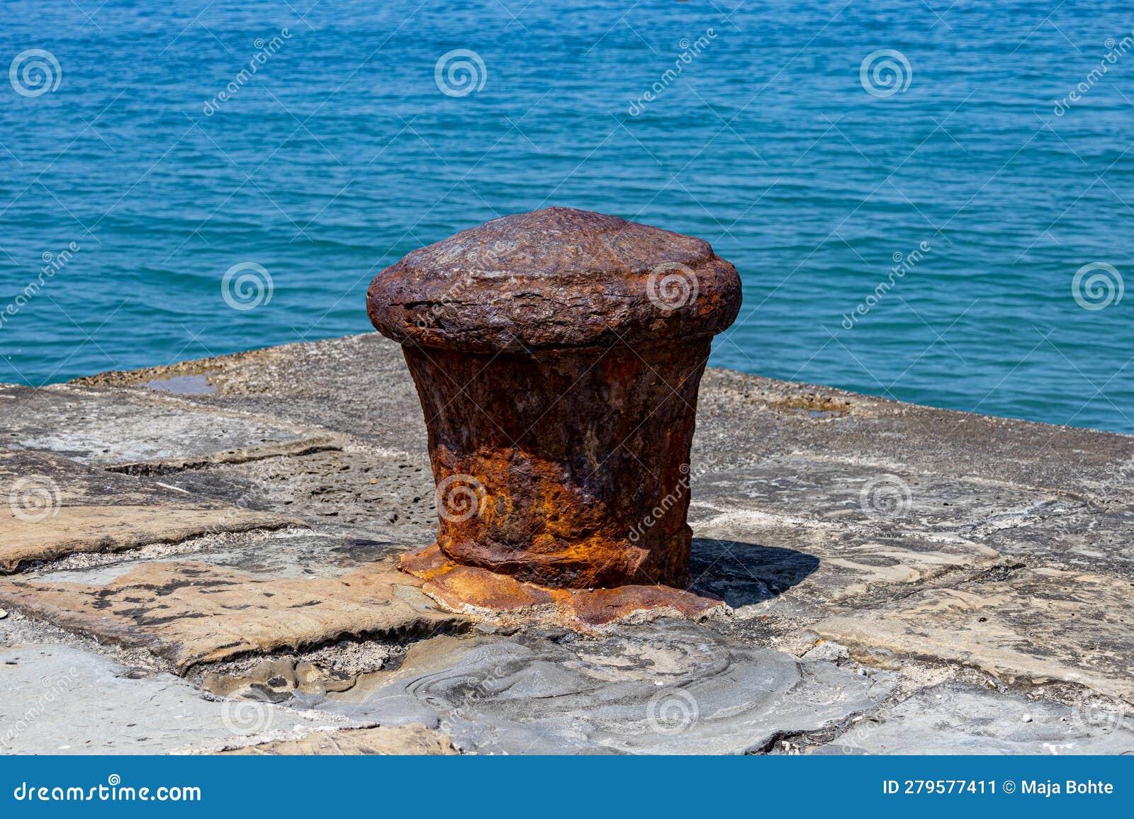 Typical View of Rusty Bollard Stock Image - Image of maritime, beach ...