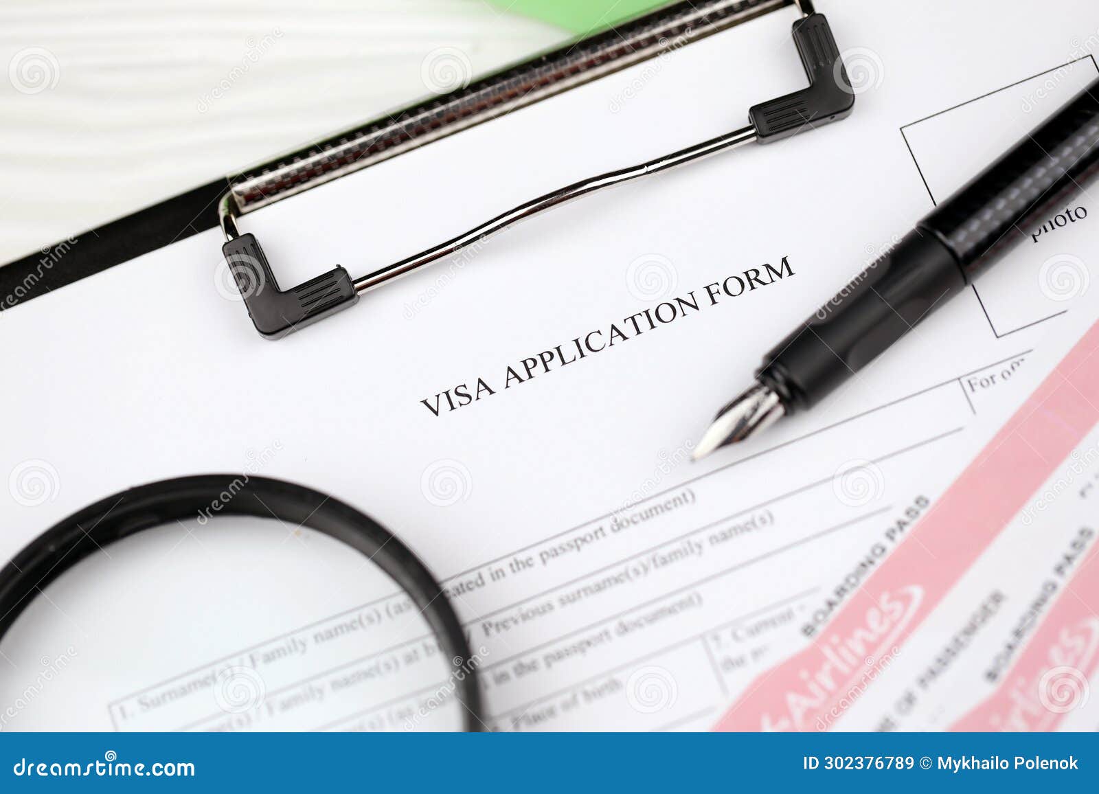 Typical Visa Application Form on A4 Tablet Lies on Office Table with ...