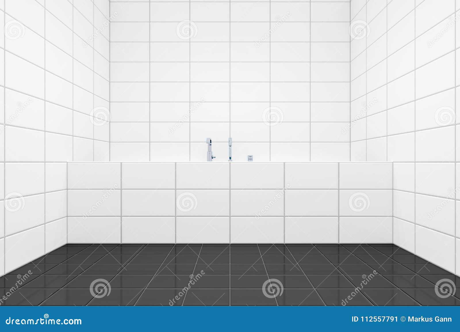 Typical White Tiled Bathroom Side View To The Tub Stock Photo ...