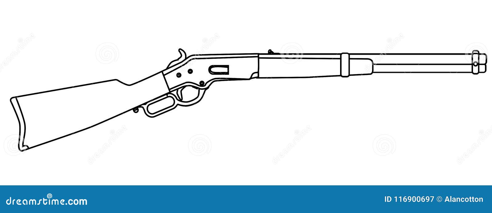 Traditional Wild West Rifle Line Drawing on White Stock Vector ... Traditional Wild West Rifle Line Drawing on White Stock Vector ...