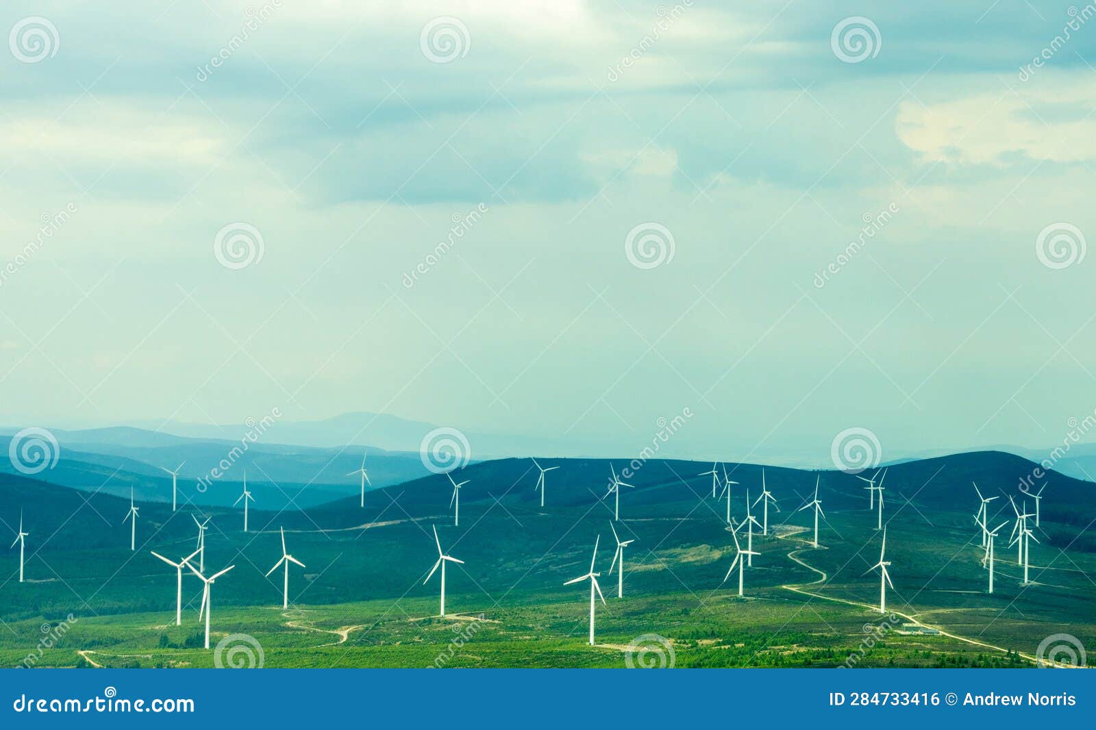 Wind Farm from the Air stock photo. Image of blades - 284733416