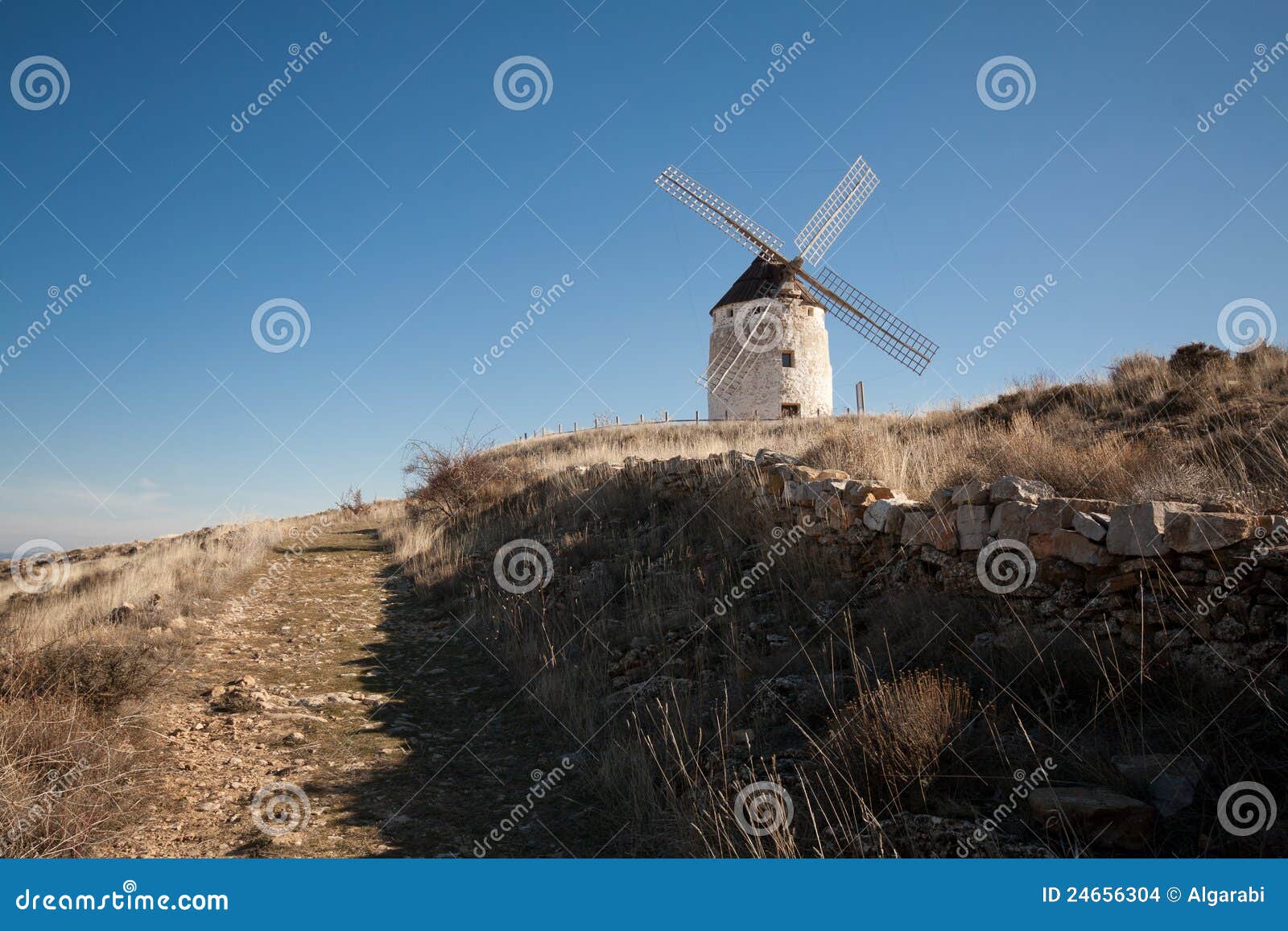 Typical Windmill in Castilla La Mancha, Spain Stock Photo - Image of ...