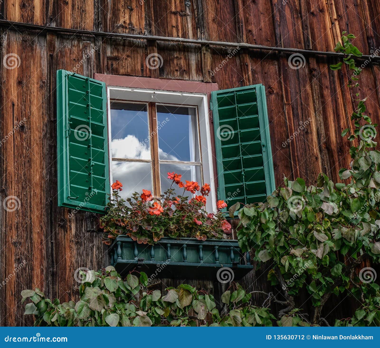 Typical Window of a Wooden House Stock Photo - Image of building ...