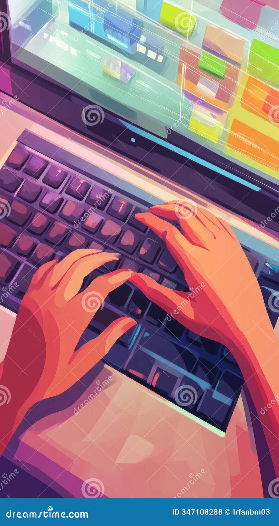 Typing Away, a Colorful Digital World Stock Photo - Image of email ...