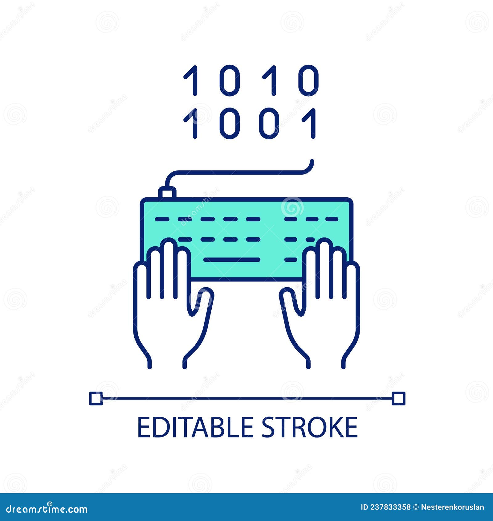 Typing Binary Code RGB Color Icon Stock Vector - Illustration of ...