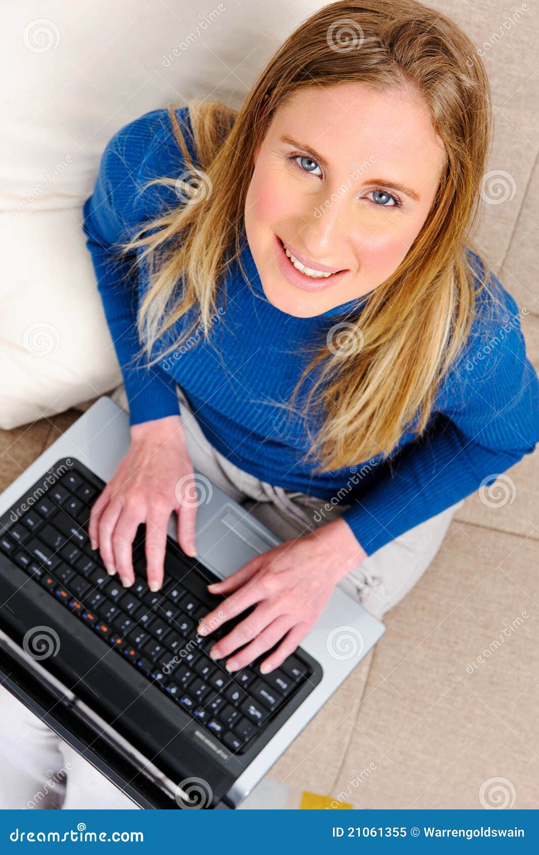 Typing on computer stock image. Image of couch, media - 21061355