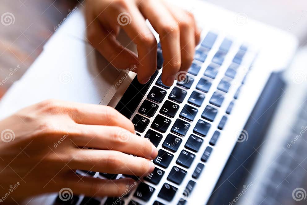 Typing on Computer Keyboard Stock Photo - Image of touching, color ...