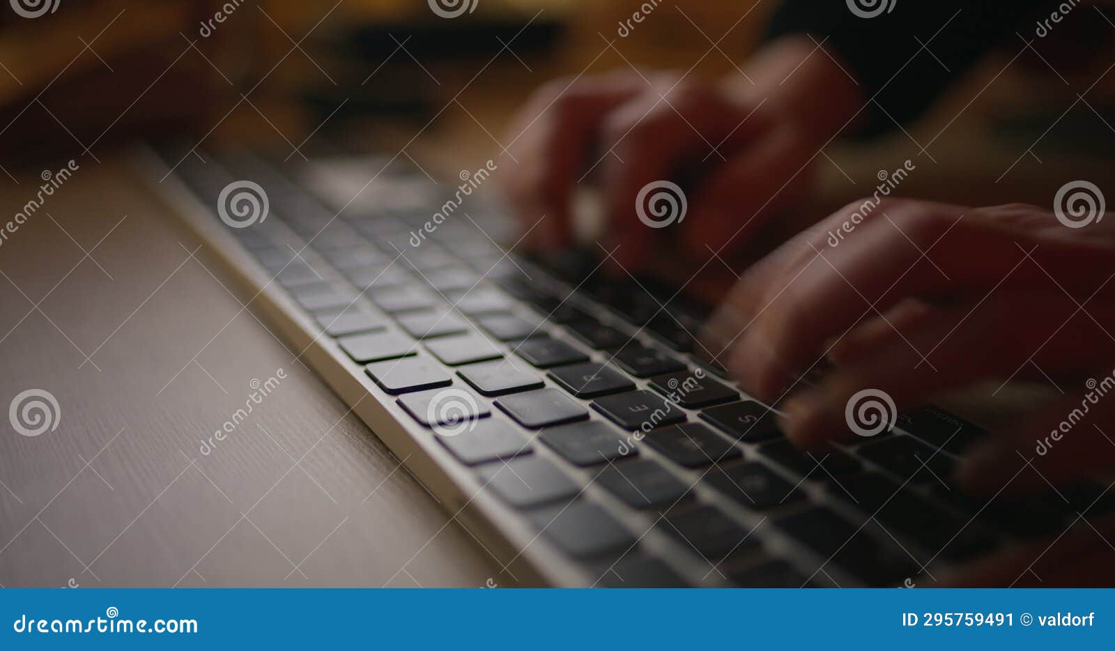 Typing on Computer Keyboard Late Office Working Business Corporate ...