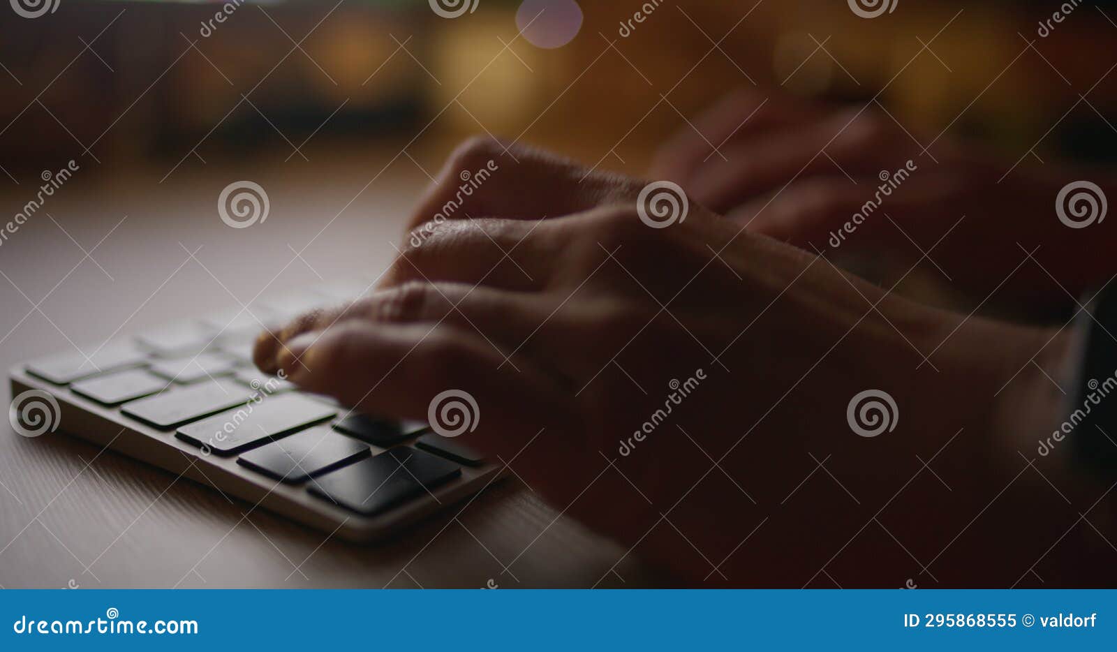 Typing on Computer Keyboard Late Office Working Business Corporate ...