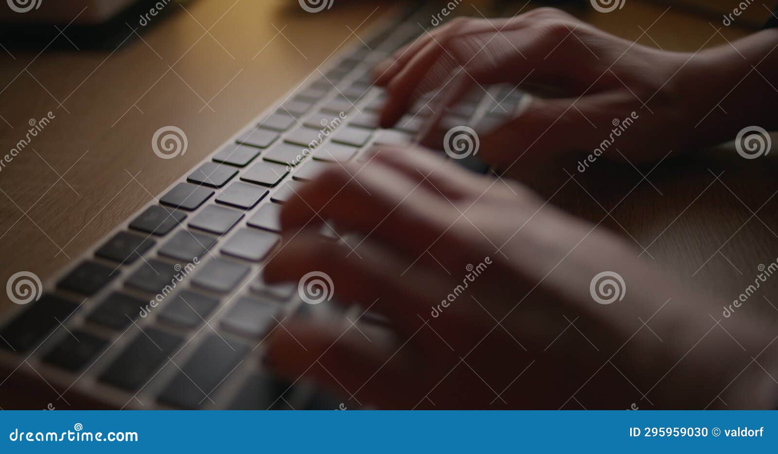 Typing on Computer Keyboard Late Office Working Business Corporate ...