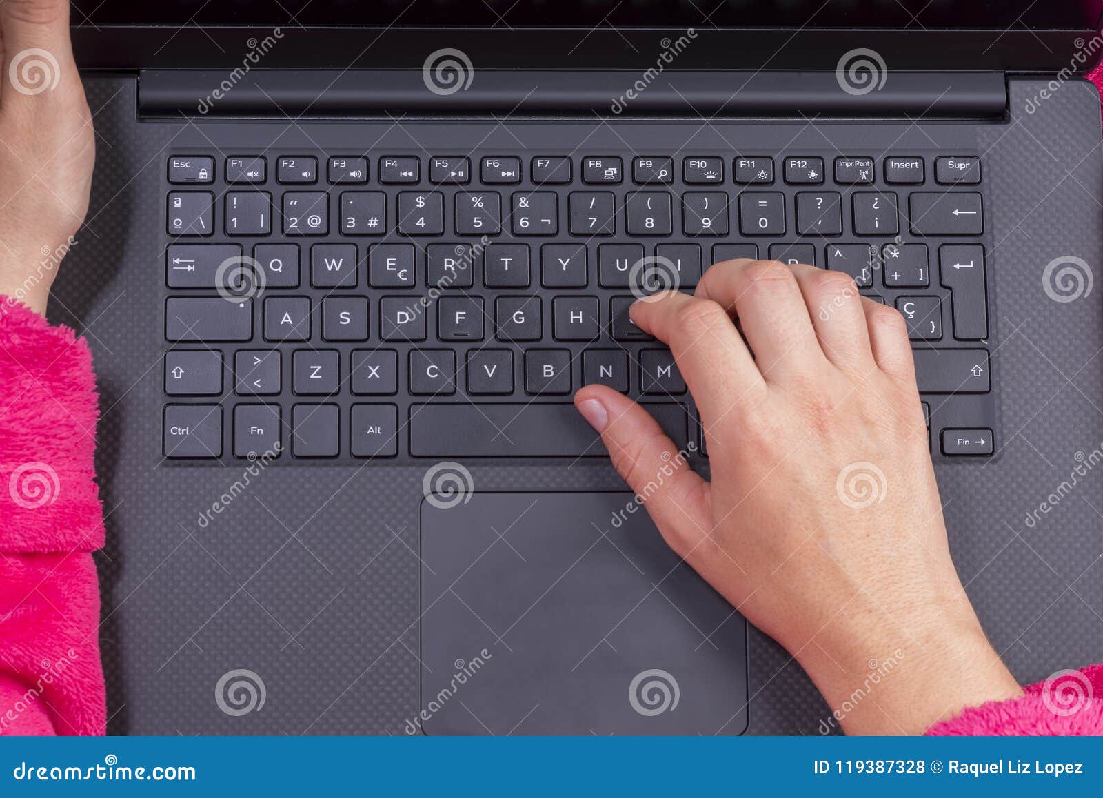 Typing on a computer. stock photo. Image of notebook - 119387328