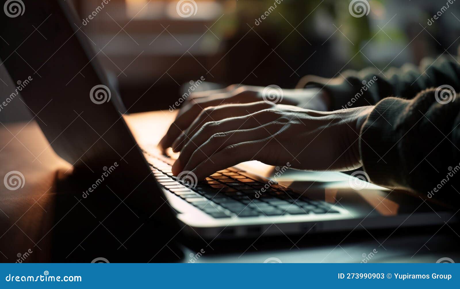 Typing an E Mail at the Office Desk Generated by AI Stock Illustration ...