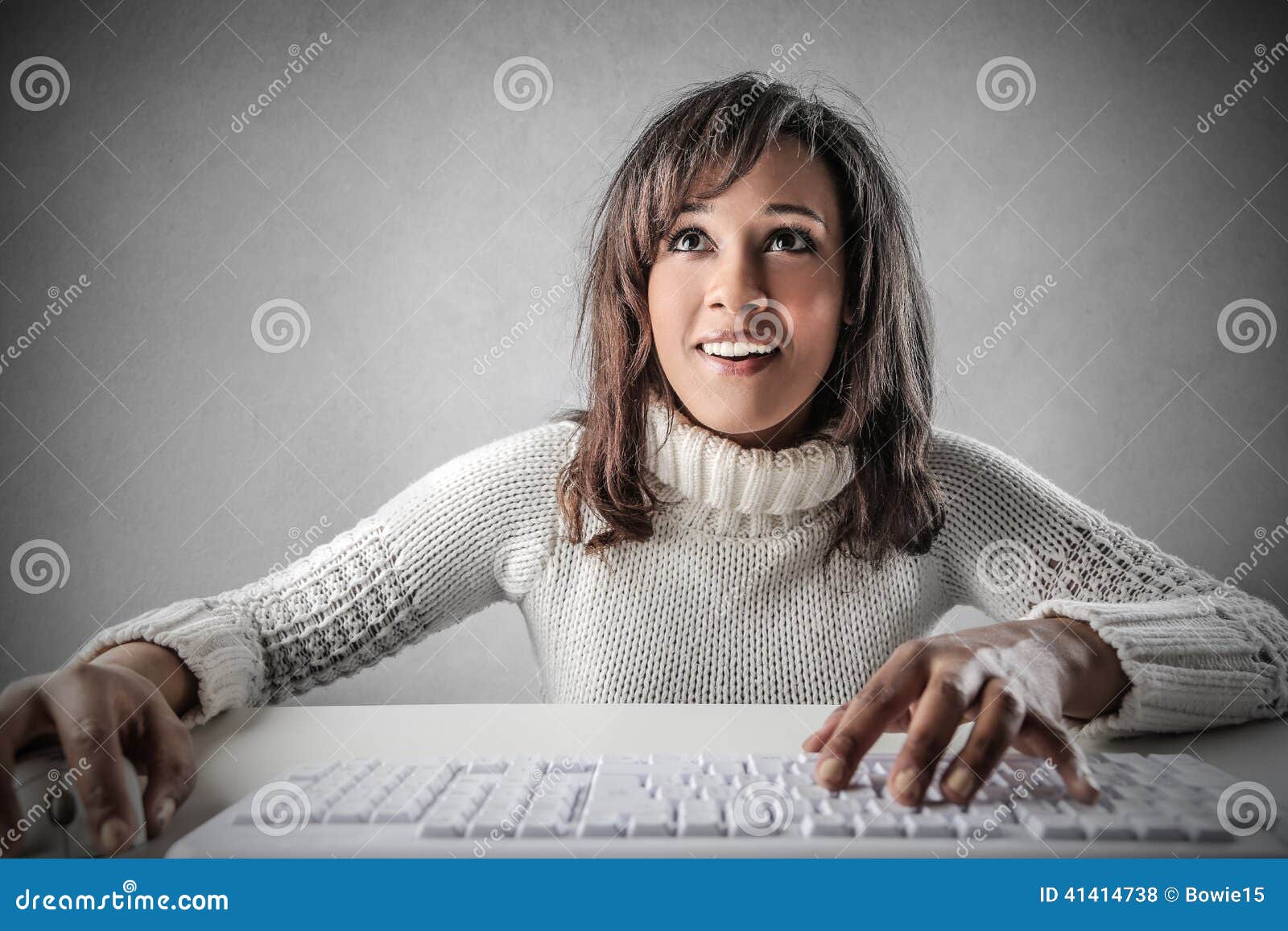 Typing girl stock photo. Image of portrait, surprise - 41414738