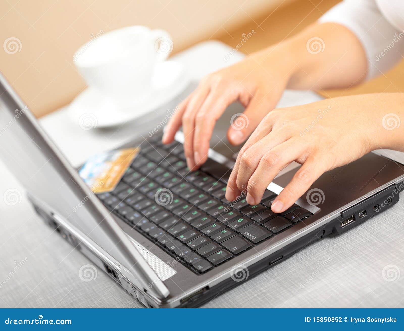 Typing hands stock photo. Image of blue, bright, finance - 15850852