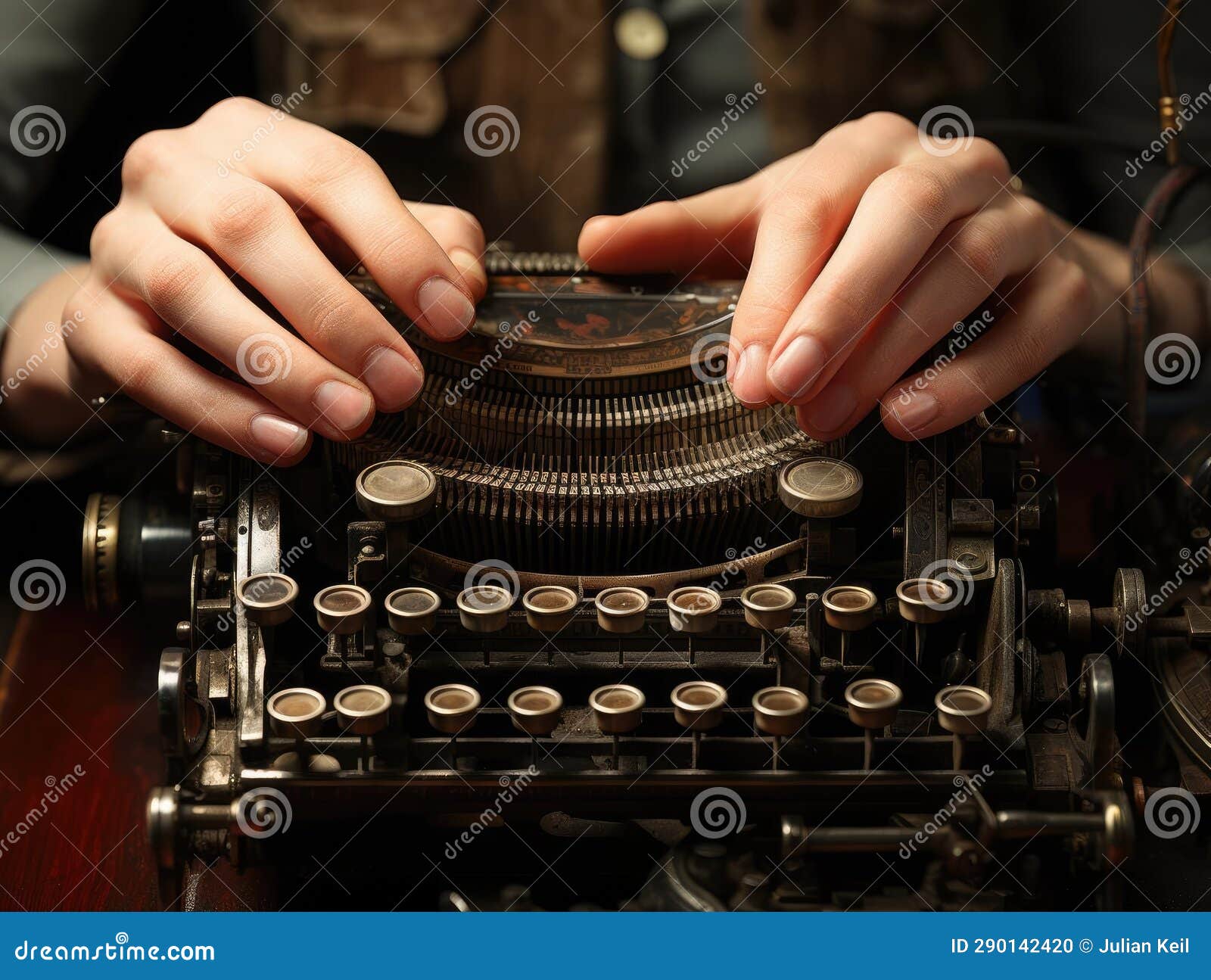 Typing Hands on Typewriter Camera Settings Visible Stock Illustration ...