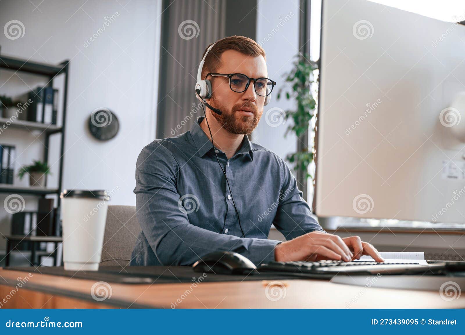 Typing on the Keyboard. Man in Formal Clothes is Working in the Modern ...
