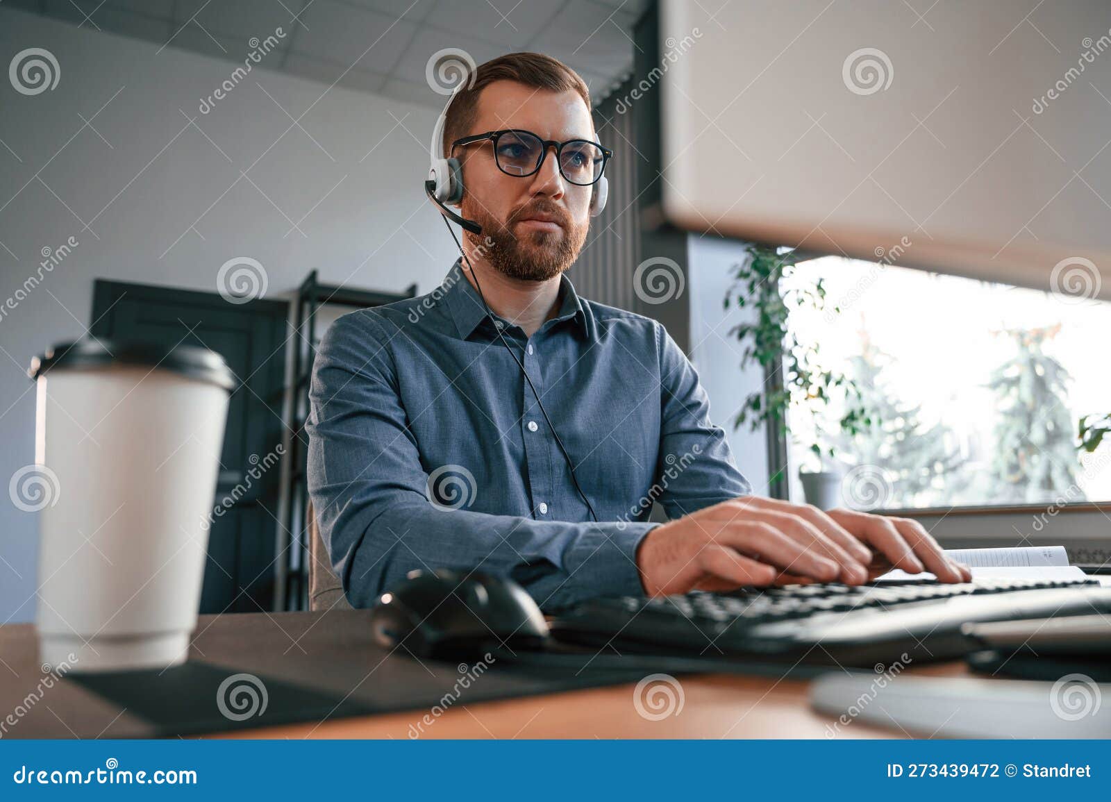 Typing on the Keyboard. Man in Formal Clothes is Working in the Modern ...
