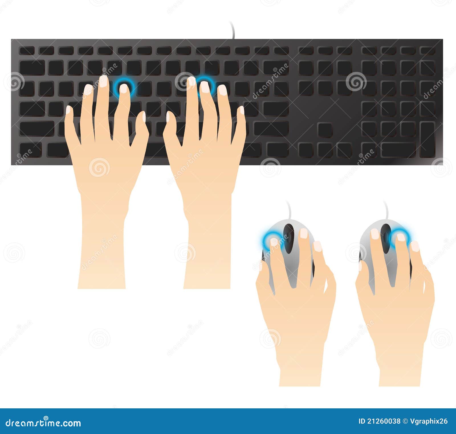 Typing on Keyboard and Mouse Stock Vector - Illustration of symbol ...