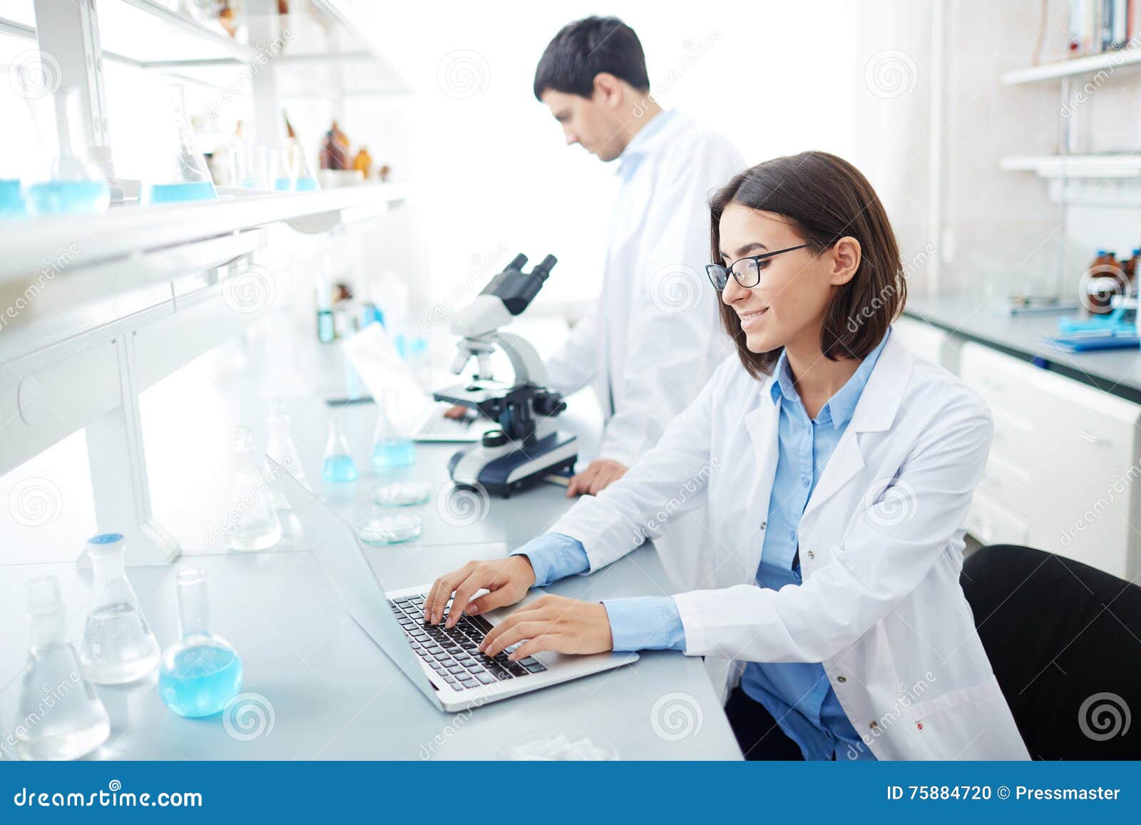 Typing in laboratory stock photo. Image of investigation - 75884720