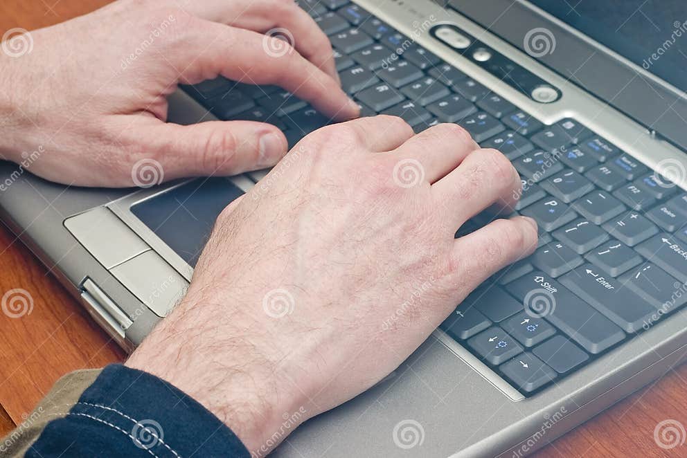 Typing on a laptop stock image. Image of laptop, portable - 1833891