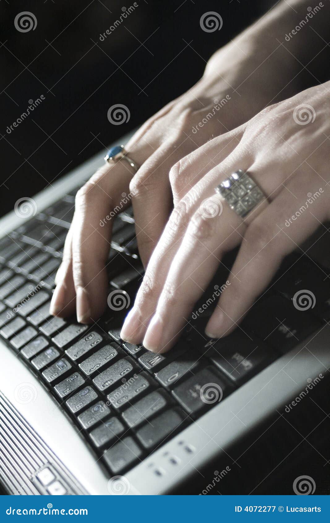 Typing on laptop stock image. Image of keyboard, female - 4072277