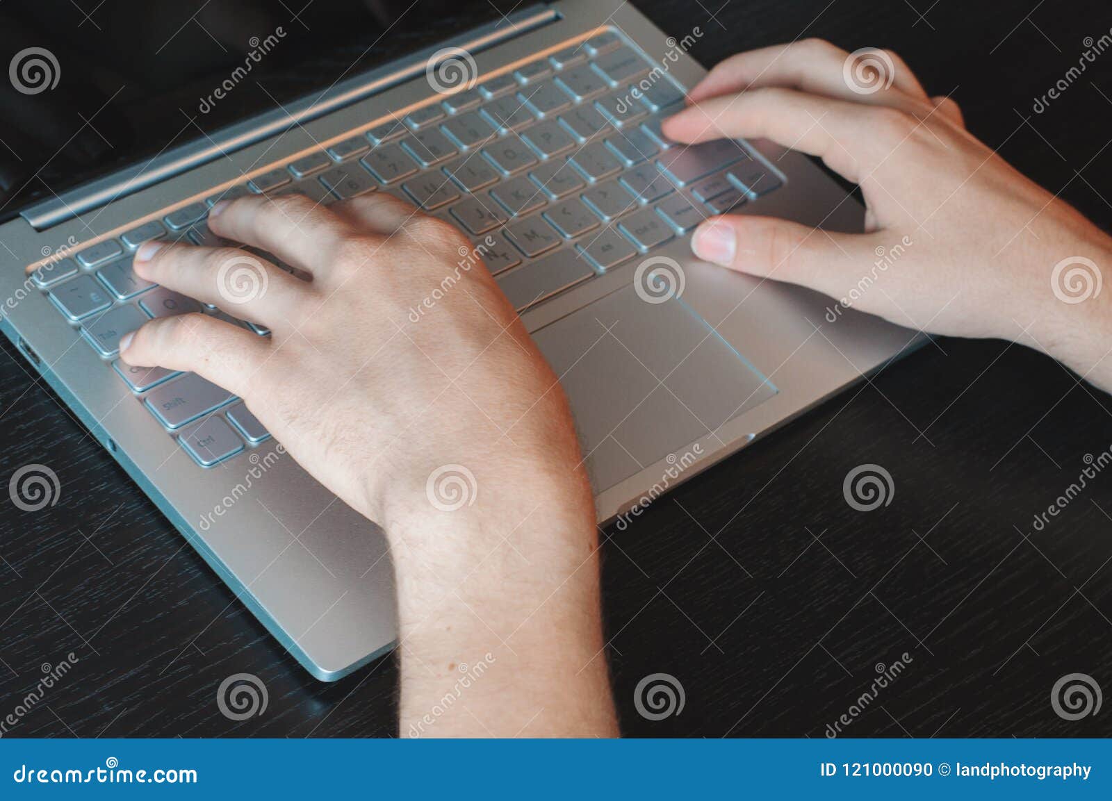Typing on laptop stock photo. Image of desktop, technology - 121000090