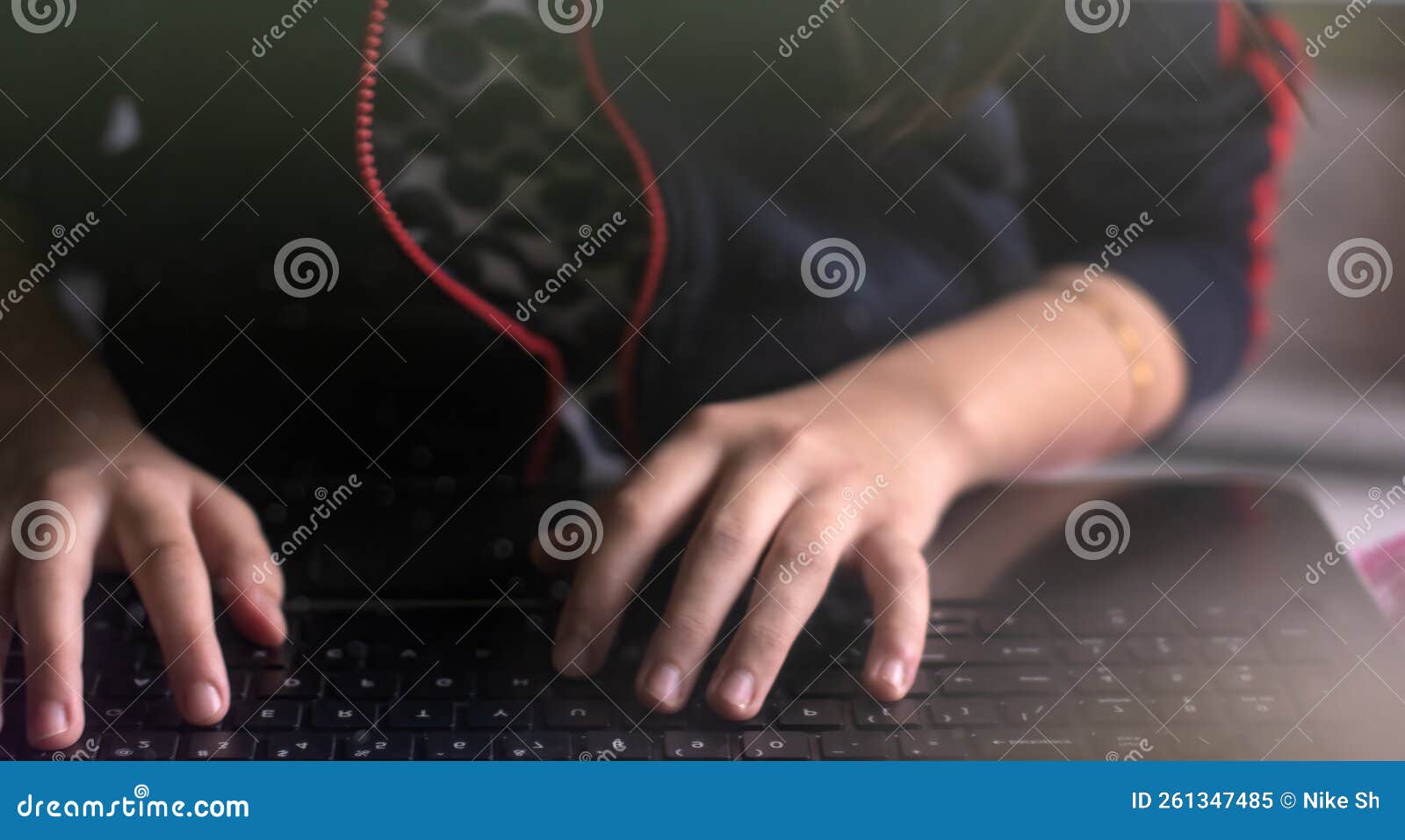 Typing on a laptop stock image. Image of keyboard, keys - 261347485