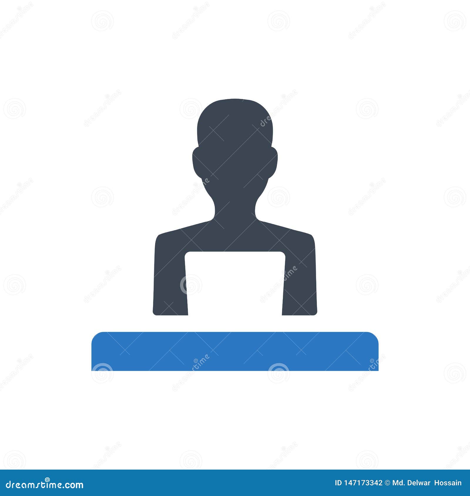 Typing on laptop icon stock vector. Illustration of employee - 147173342