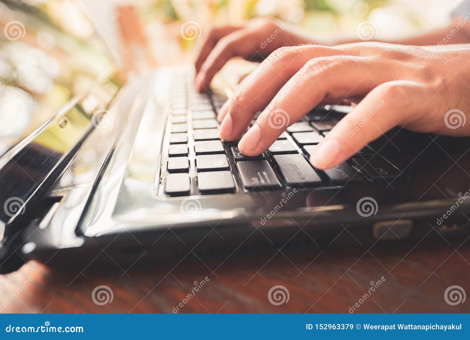 Typing on Laptop Keyboard stock image. Image of digital - 152963379