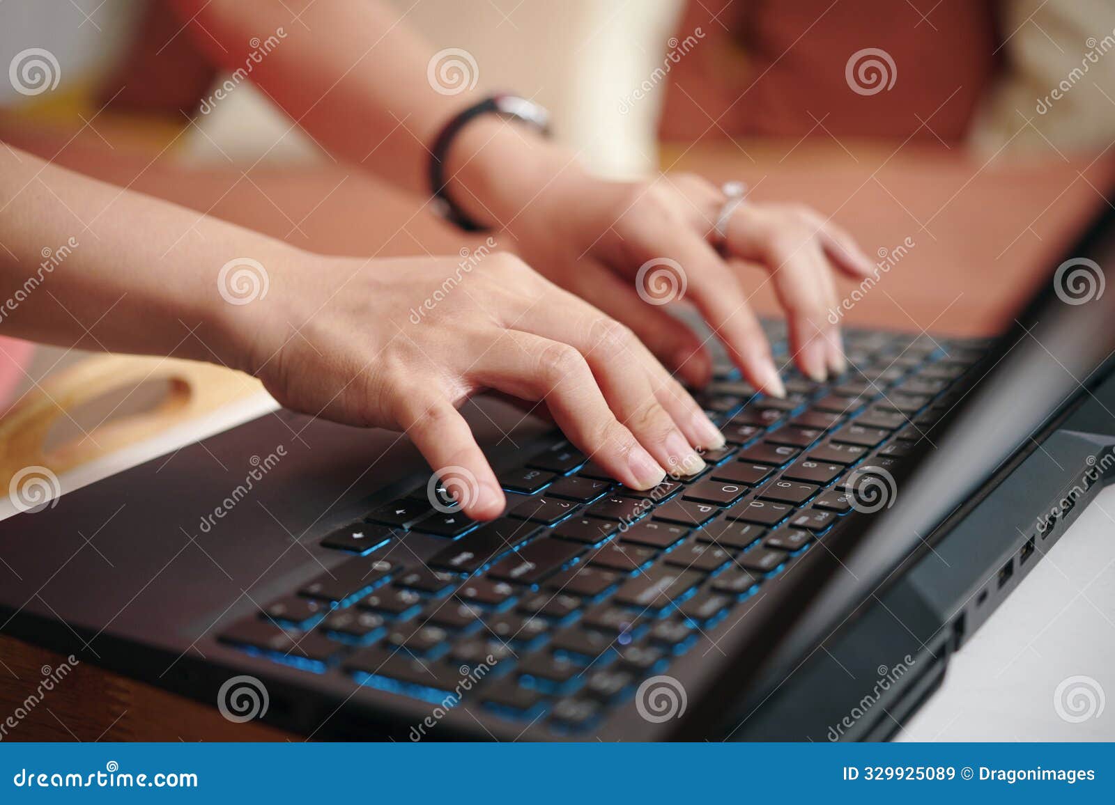 Typing on Laptop Keyboard in Office Setting Stock Image - Image of ...