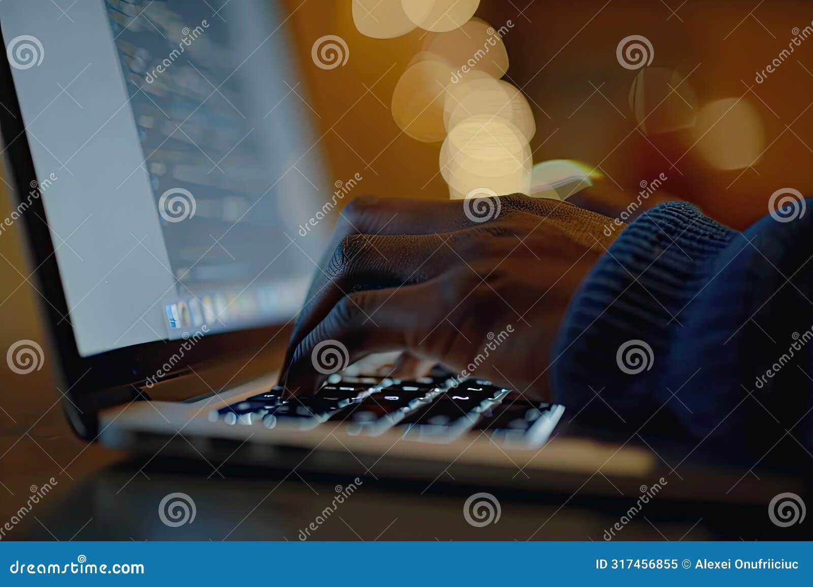 Typing on Laptop, Modern Gadget with Glass Display Device Stock ...