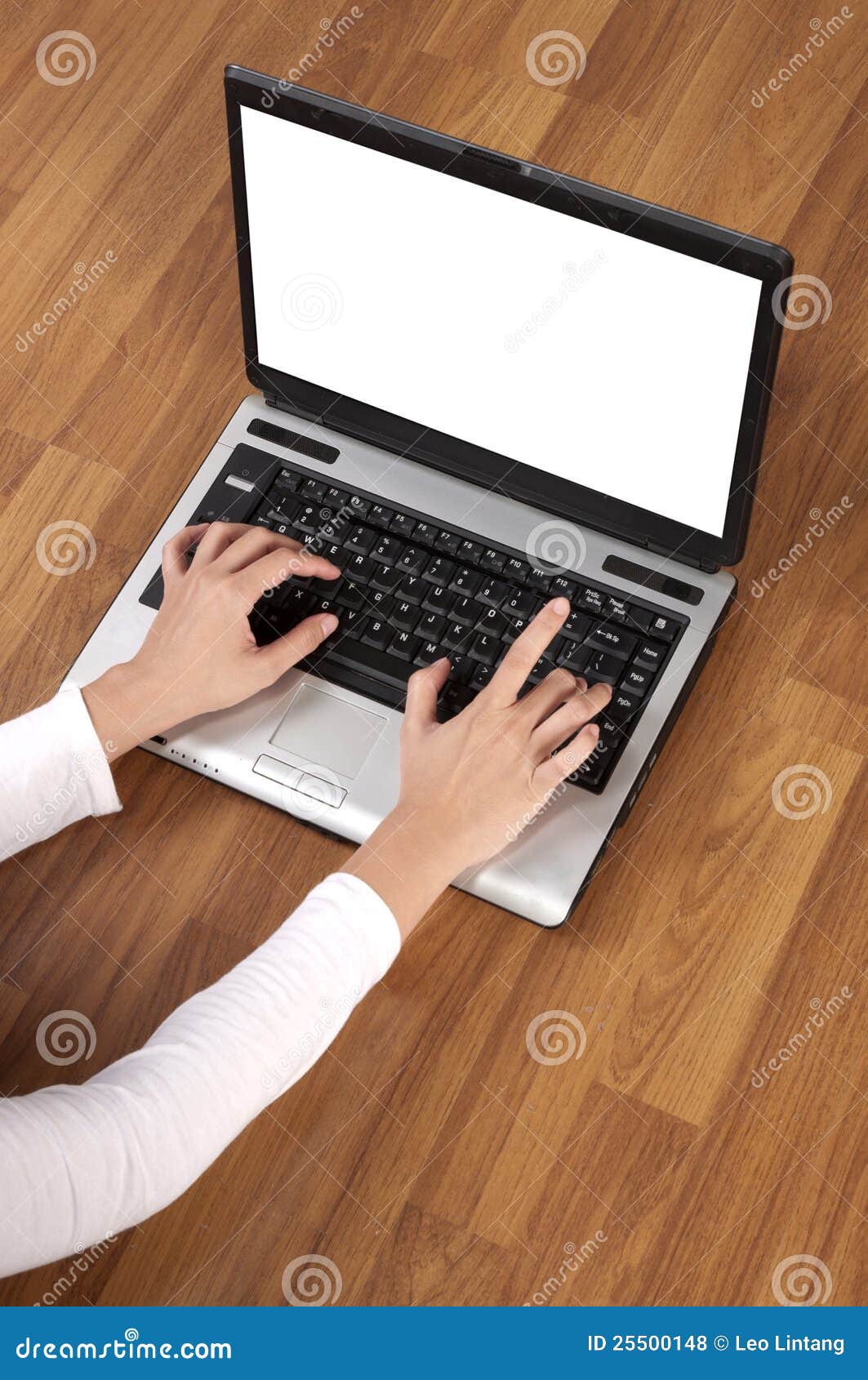 Typing with Laptop PC stock photo. Image of floor, casual - 25500148
