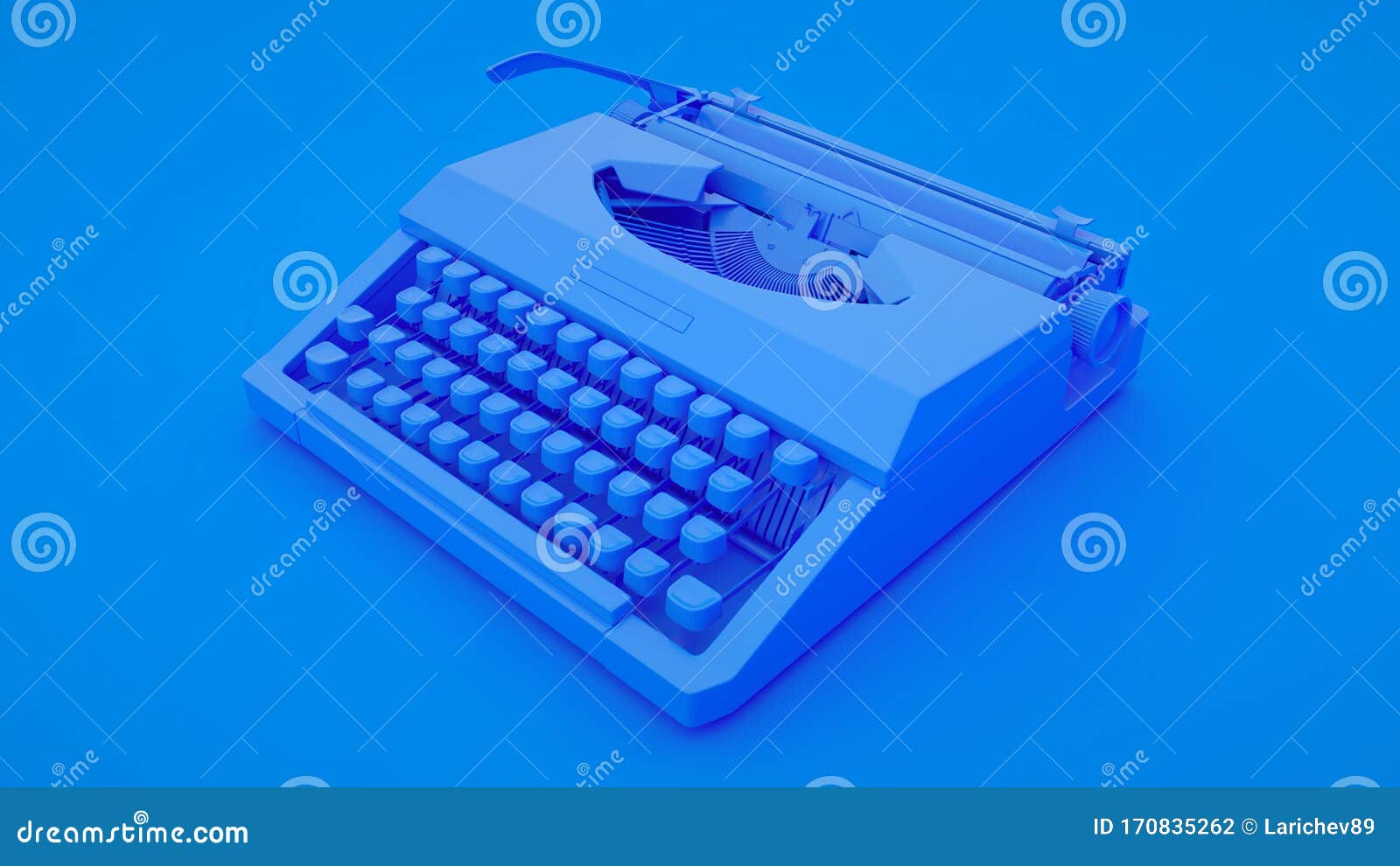 Typing Machine on Blue Background, 3d Illustration Stock Illustration ...