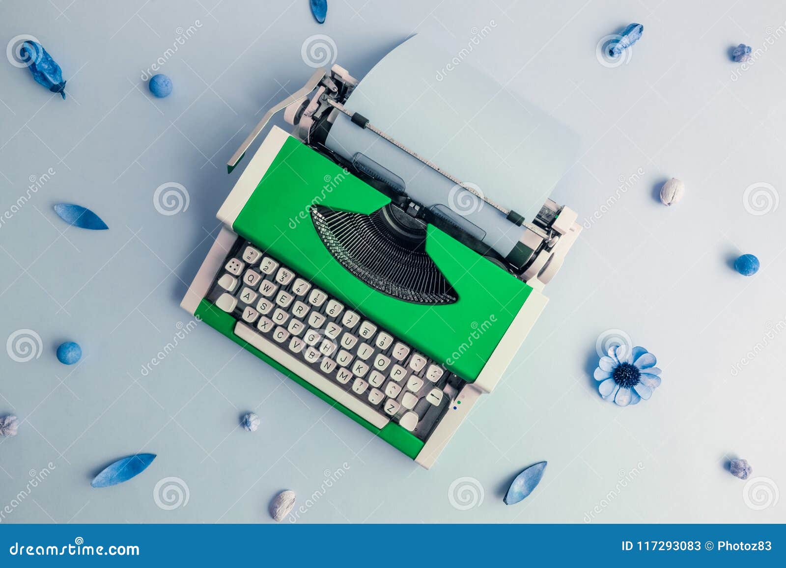 Typing Machine on Nature Background Abstract Concept. Stock Image ...