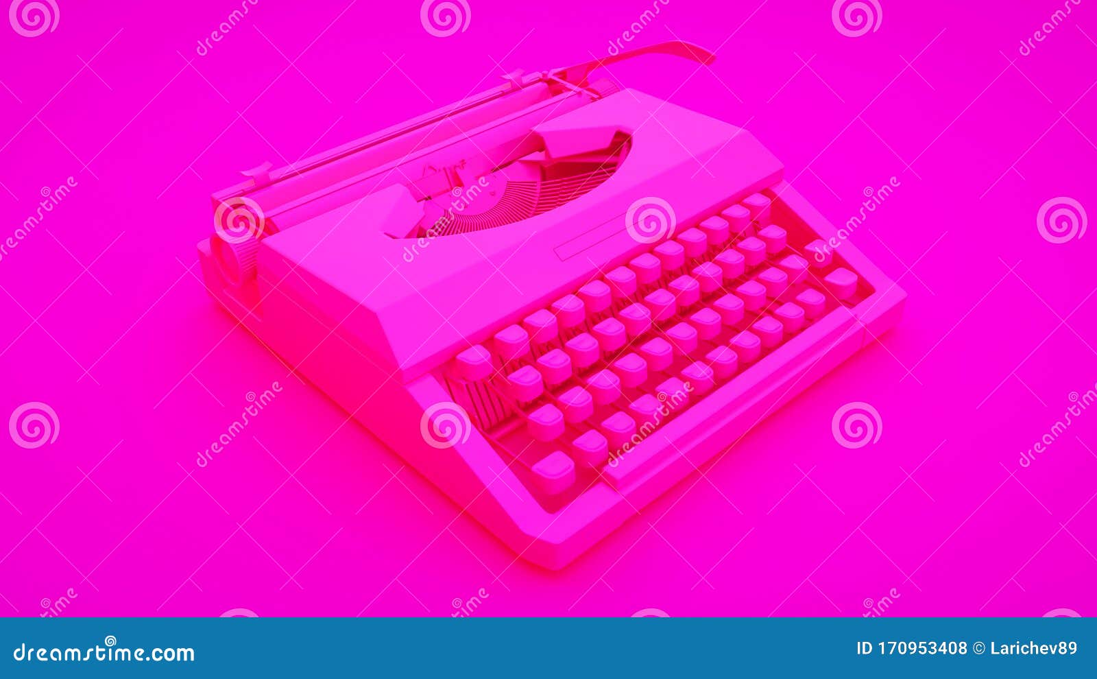 Typing Machine on Pink Background, 3d Illustration Stock Illustration ...