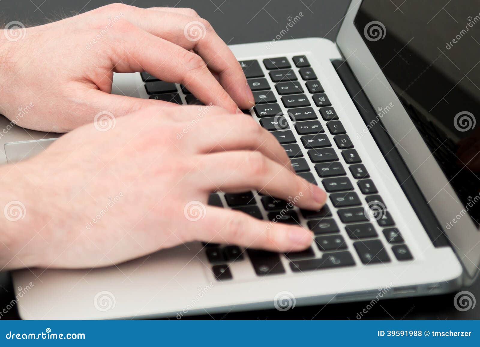 Male Hands Typing on Laptop Computer Stock Photo - Image of screen ...